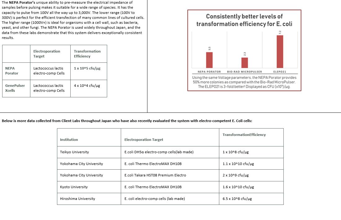 NEPA Porator Specifications